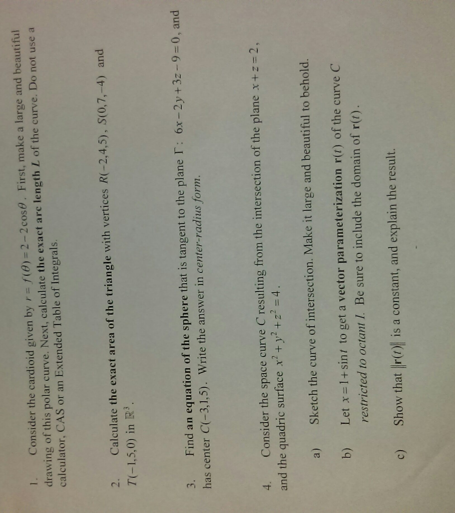 Solved Consider The Cardioid Given By R F Theta 2