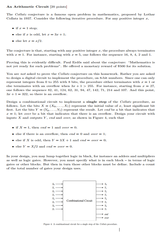 Solved An Arithmetic Circuit [20 points] The Collatz | Chegg.com
