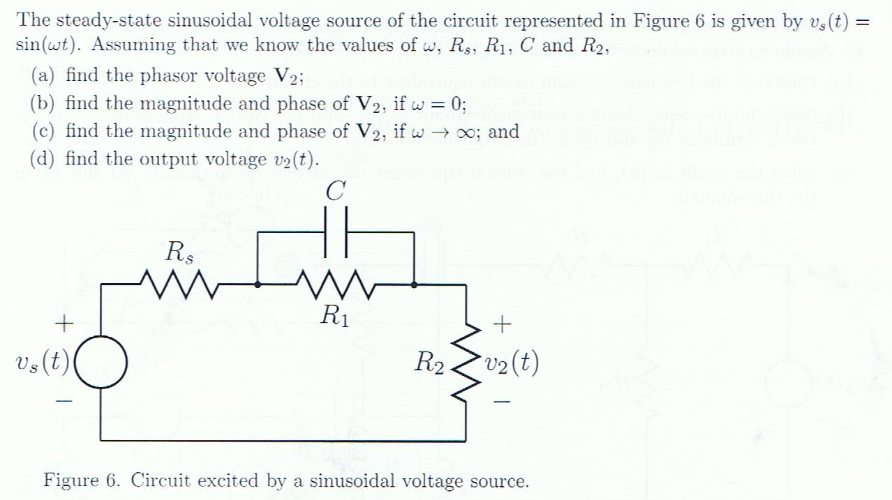 Solved the steady-state sinusoidal voltage source of the | Chegg.com