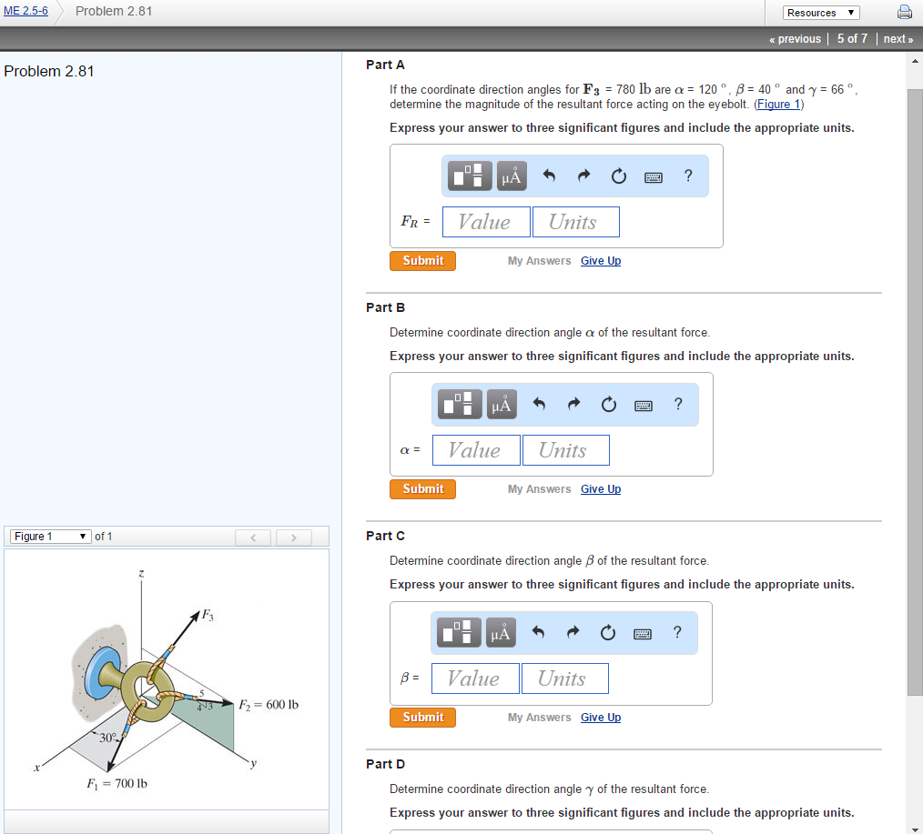 Solved If the coordinate direction angles for F_3 = 780 1b | Chegg.com