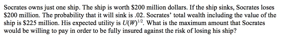 Solved Socrates owns just one ship. The ship is worth $200 | Chegg.com