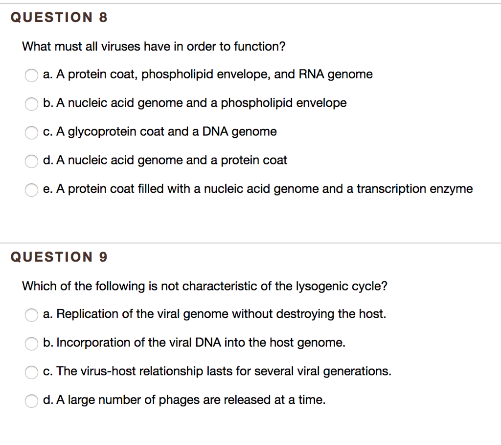 Solved QUESTION 8 What must all viruses have in order to | Chegg.com