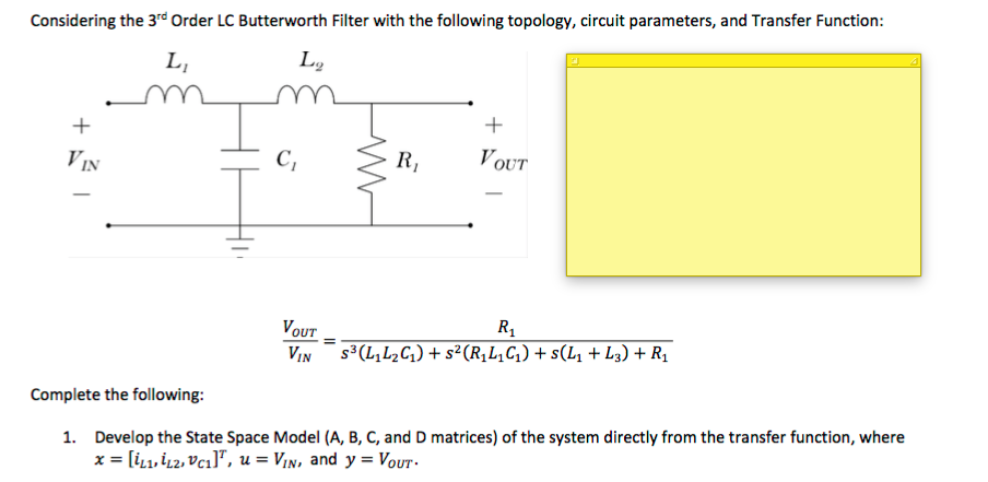 Solved Considering the 3rd Order LC Butterworth Filter with | Chegg.com