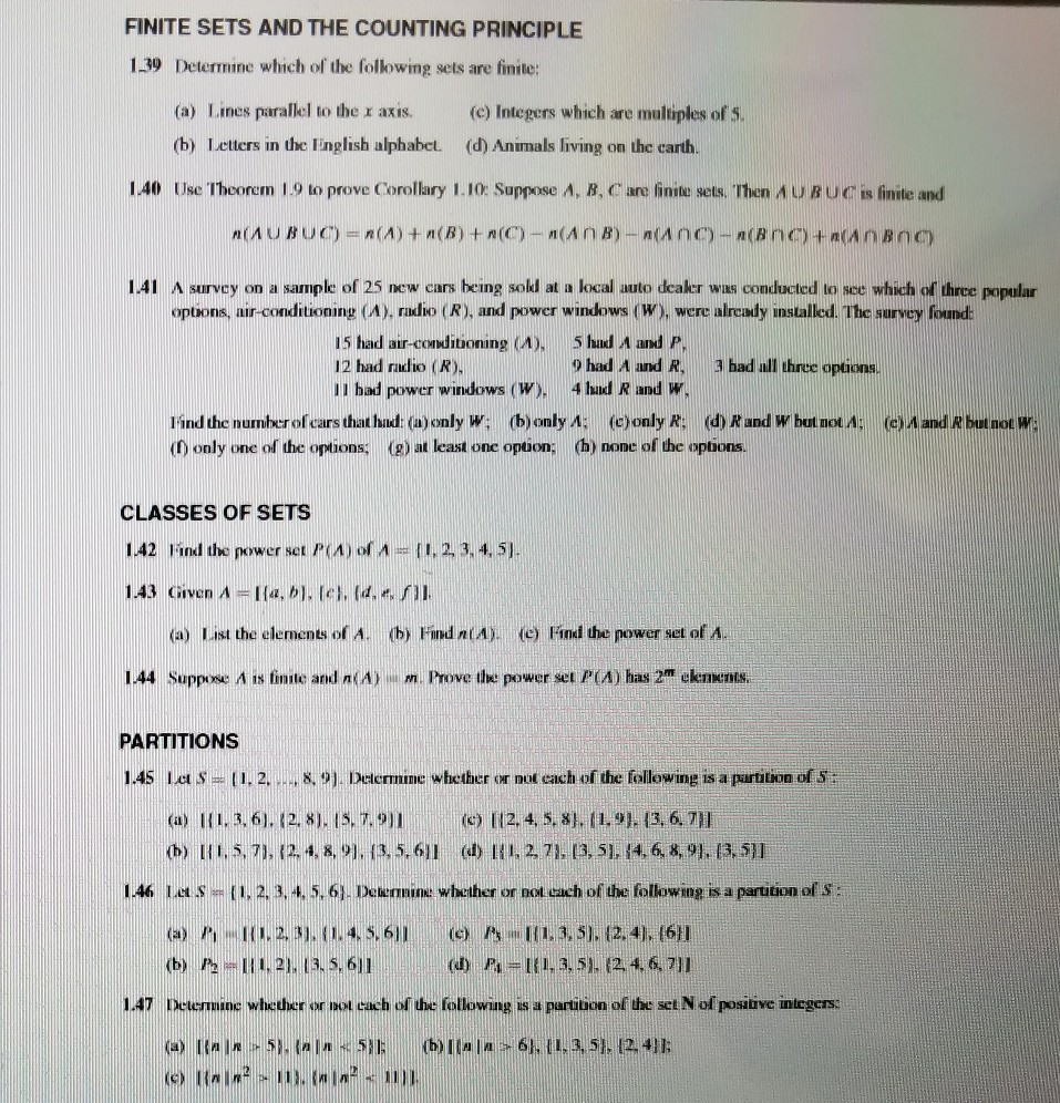 Solved FINITE SETS AND THE COUNTING PRINCIPLE 1 39 Determine Chegg