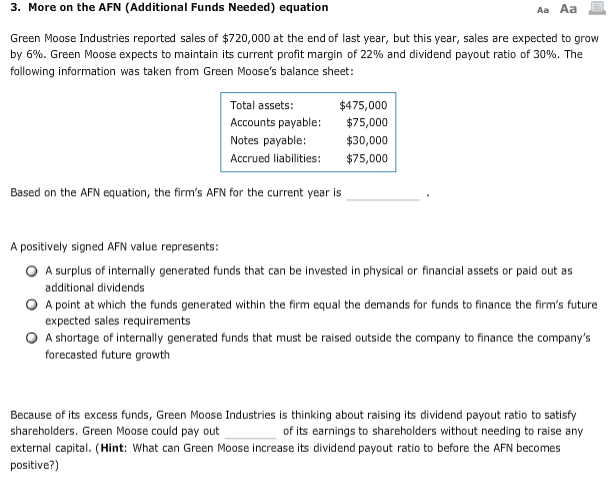 Solved 3. More on the AFN (Additional Funds Needed) equation | Chegg.com