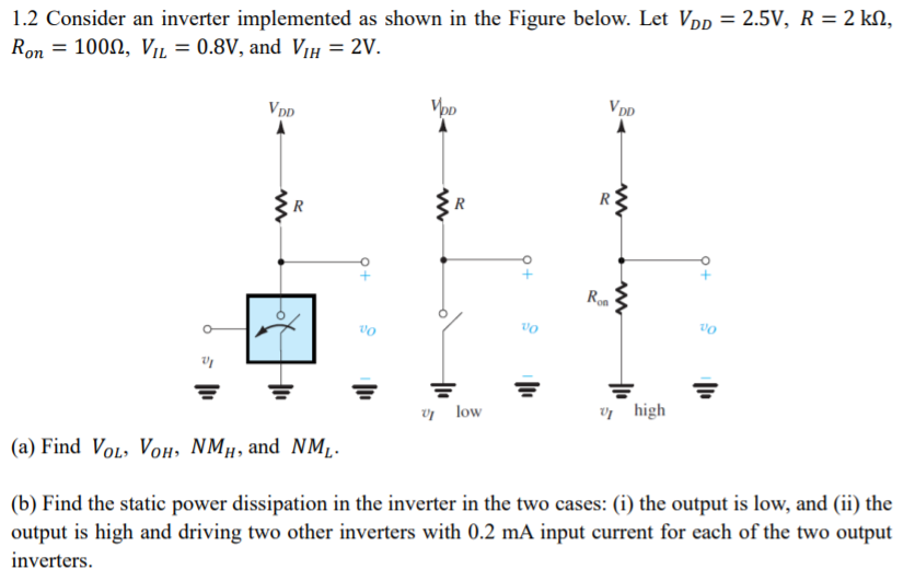 Solved 1.2 Consider an inverter implemented as shown in the | Chegg.com