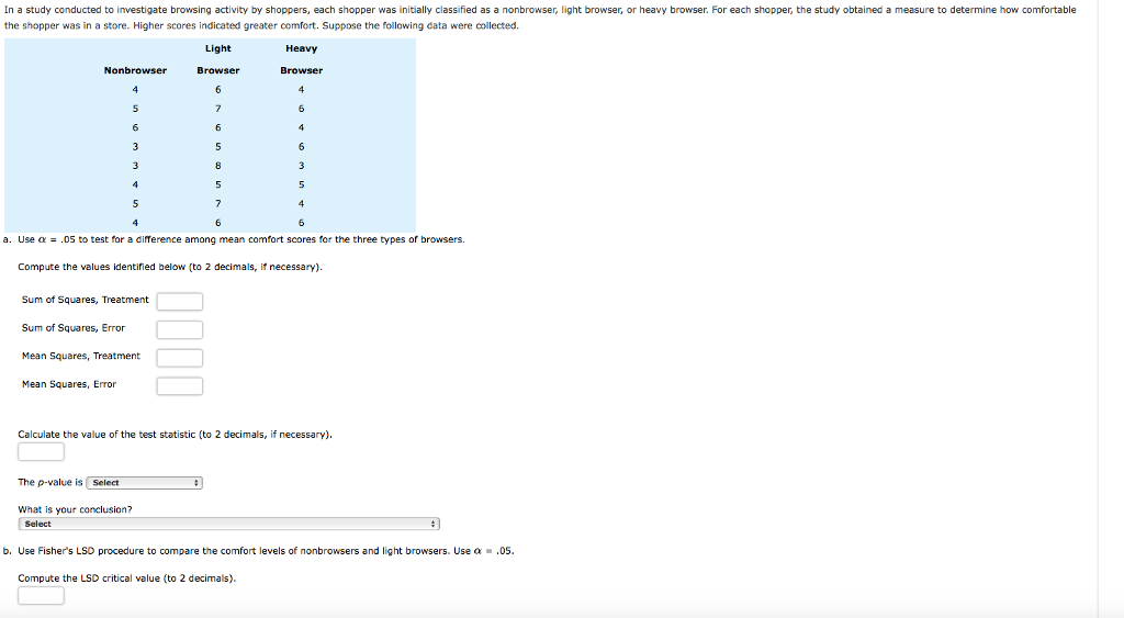 Solved In a study conducted to investigate browsing activity | Chegg.com