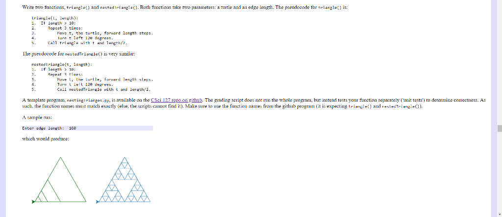 Solved Write two functions, triangl) and nastedTrianoth | Chegg.com