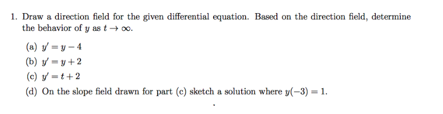 Solved 1. Draw a direction field for the given differential | Chegg.com