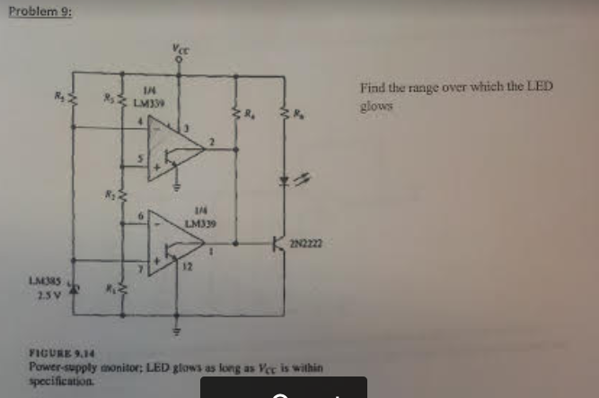 Solved Problem 9: Vce Find the range over which the LED | Chegg.com