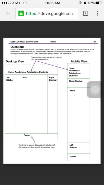 Solved Write One Single Html File That Can Display Different