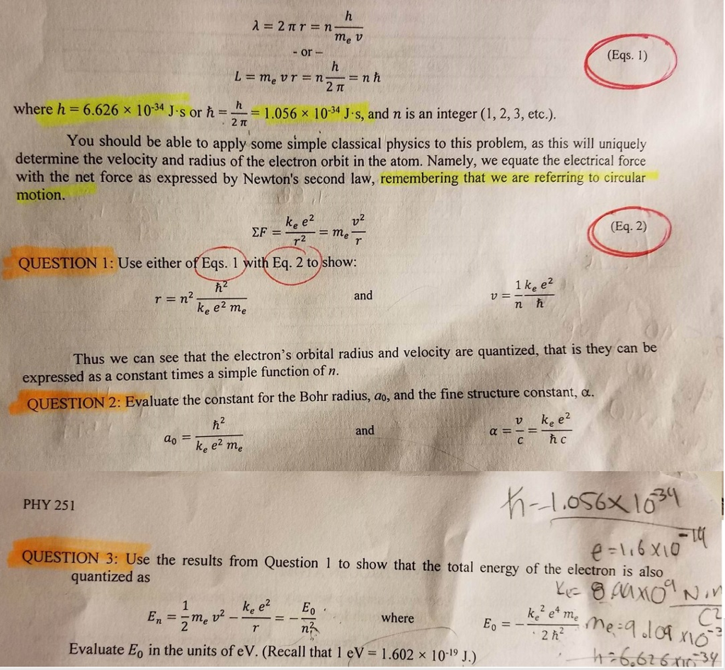 Solved Lambda 2 Pi R N H m e V Or L M e Vr N H 2 Chegg