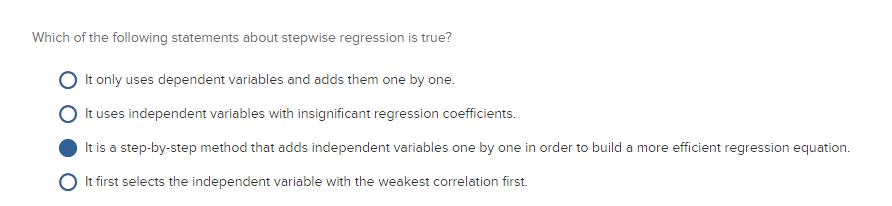Solved Which of the following statements about stepwise | Chegg.com