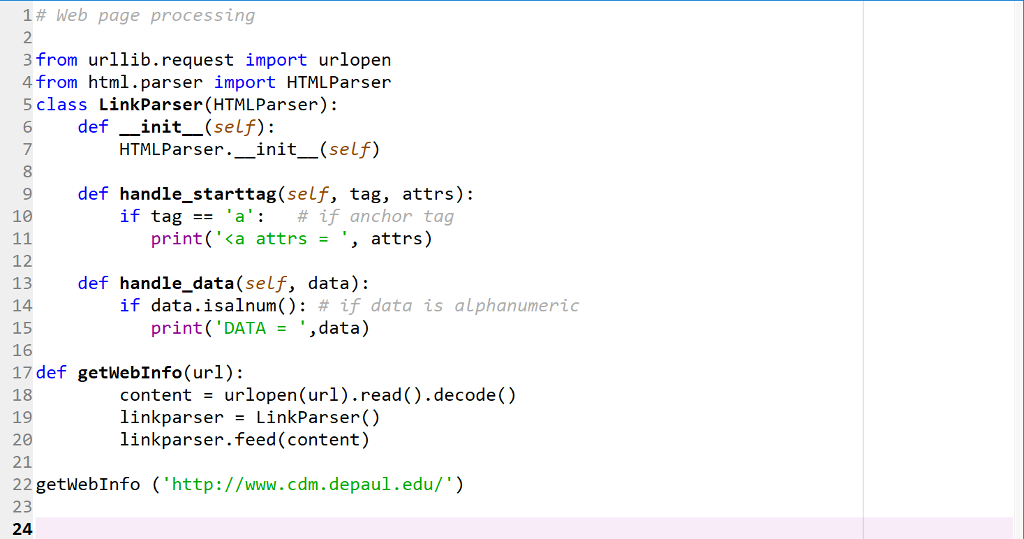 Write a function getWebInfo( ) that takes as input a | Chegg.com