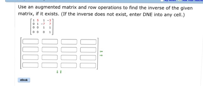 Solved Use an augmented matrix and row operations to find | Chegg.com