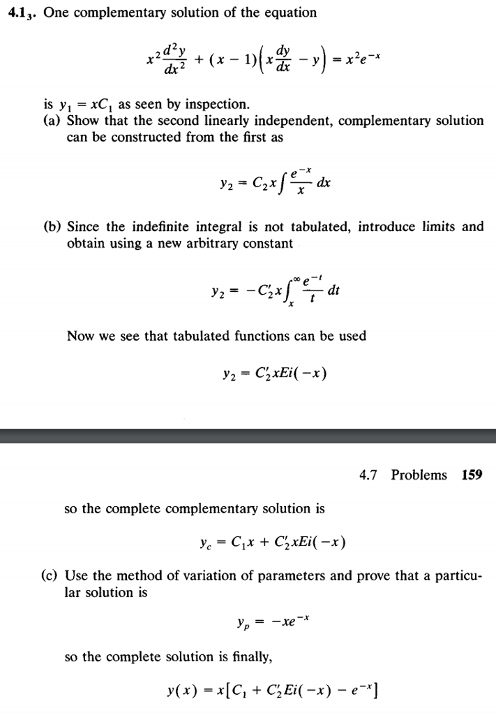 Solved 4.13. One complementary solution of the equation dx | Chegg.com