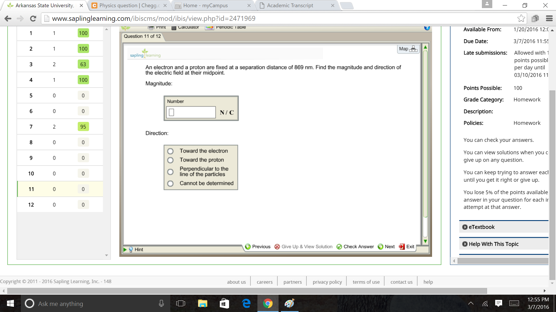Solved An Electron And A Proton Are Fixed At A Separation