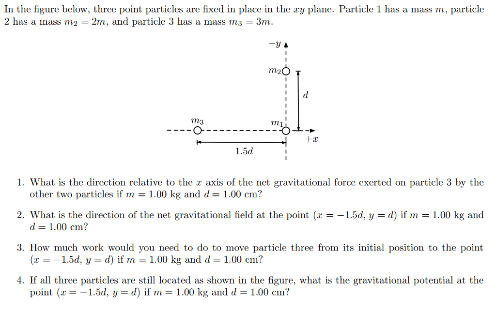 Solved In the figure below, three point particles are fixed | Chegg.com
