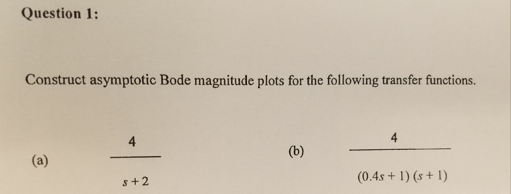 Solved Question 1: Construct asymptotic Bode magnitude plots | Chegg.com