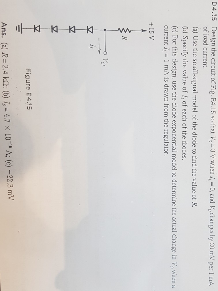 Solved D4.15 Design the circuit of Fig. E4.15 so that Vo 3 V | Chegg.com