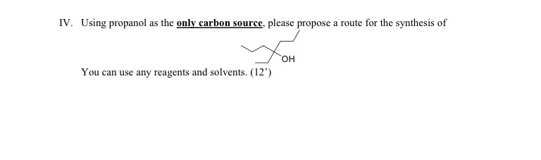 Solved Using propanol as the only carbon source, please | Chegg.com