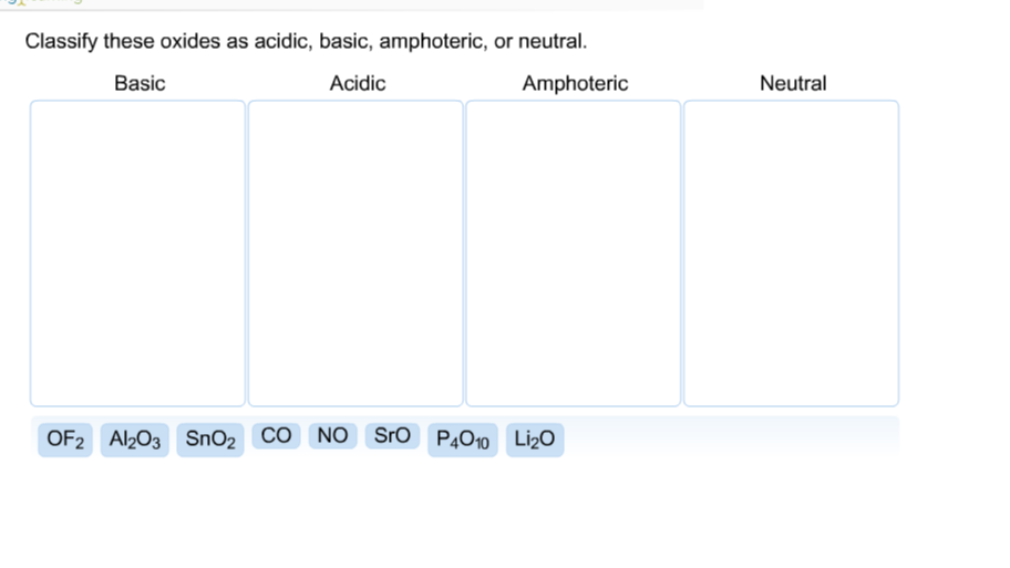 Solved Classify these oxides as acidic, basic, amphoteric, | Chegg.com
