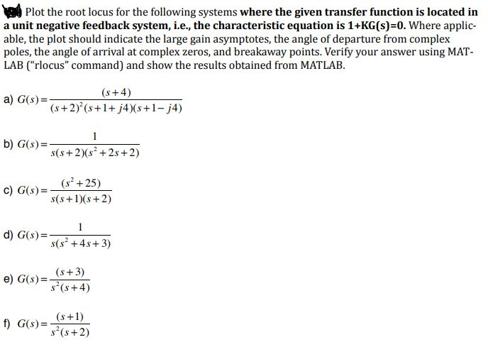 Solved Plot the root locus for the following systems where | Chegg.com