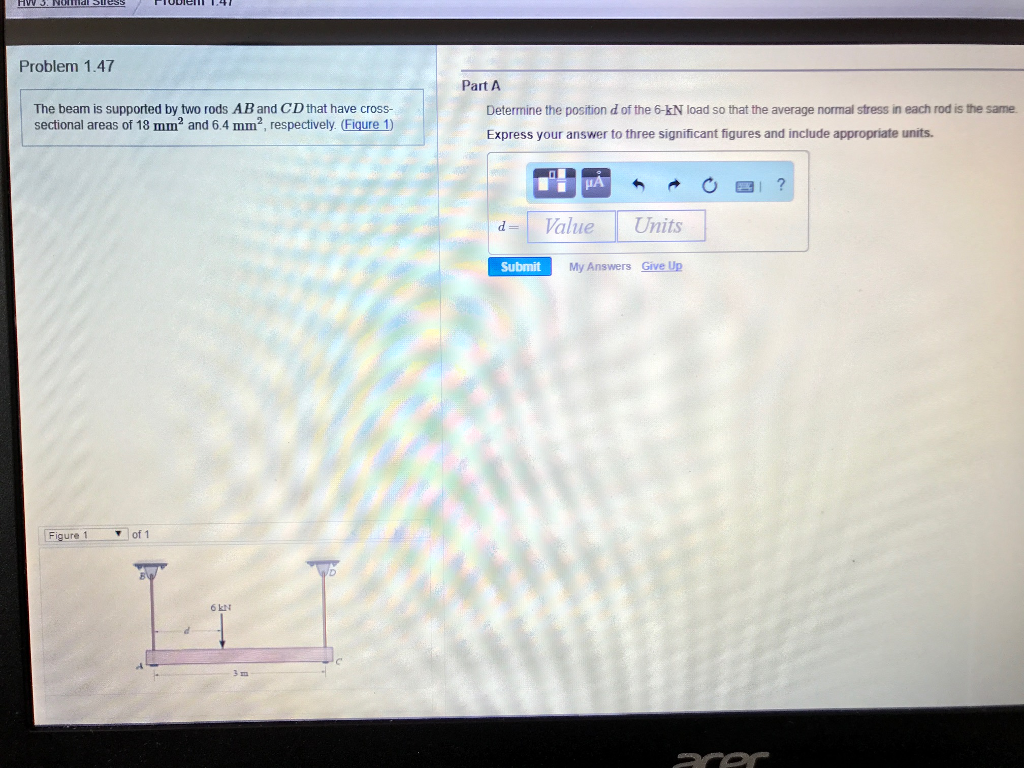 Solved The beam is supported by two rods AB and CD that have | Chegg.com