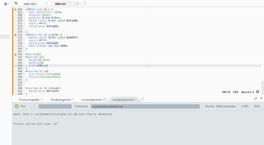Solved index html style.css xi ? 166 ul#main-nav li a { 167 | Chegg.com