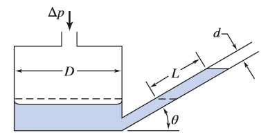 Solved The inclined-tube manometer shown has D=96 mm and d=8 | Chegg.com