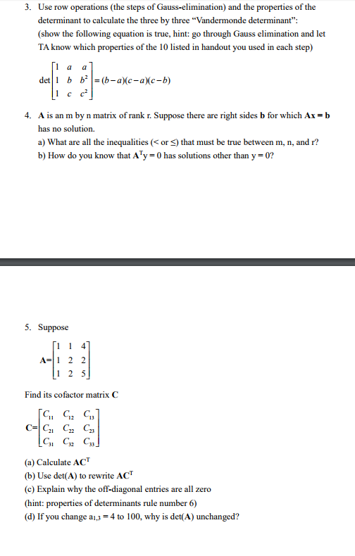 Solved 3. Use row operations (the steps of | Chegg.com