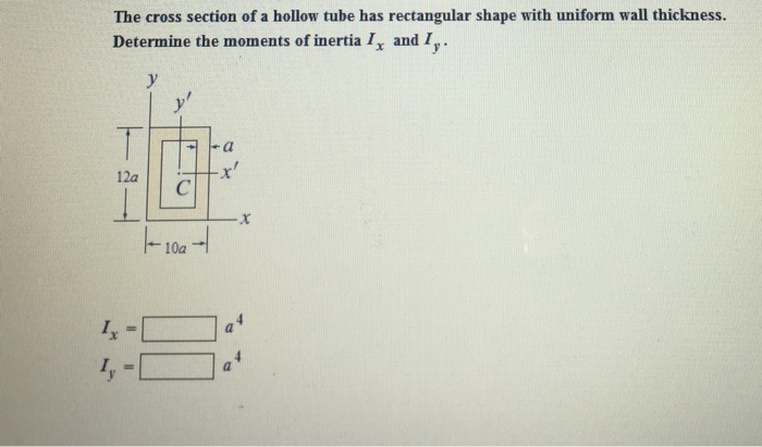 Solved The cross section of a hollow tube has rectangular | Chegg.com