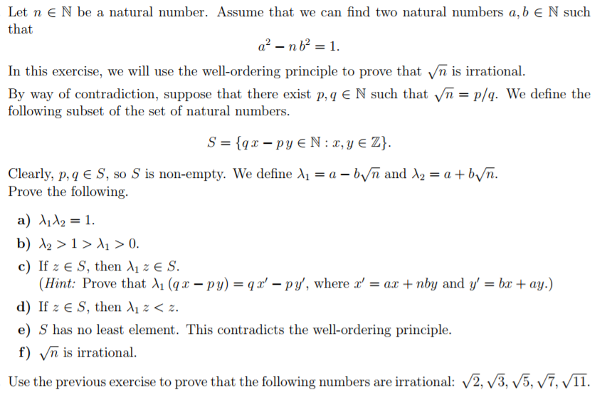 Solved Let nEN be a natural number. Assume that we can find | Chegg.com