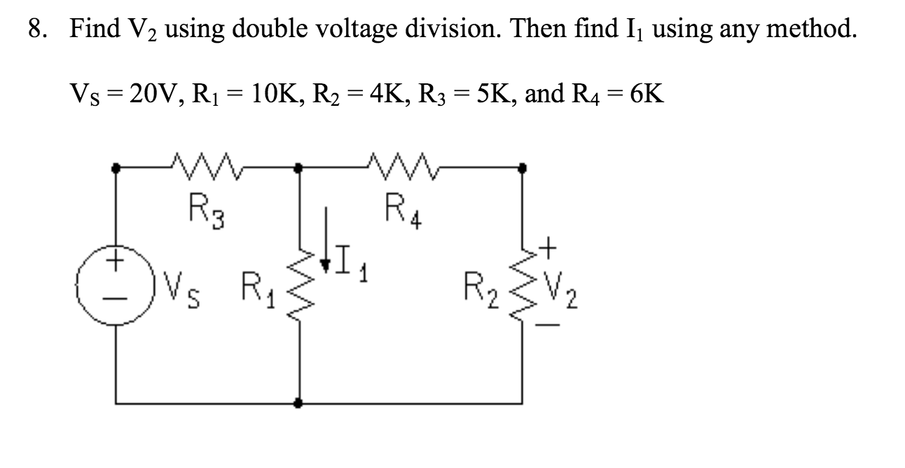 Solved Find V2 using double voltage division. Then find I1 | Chegg.com