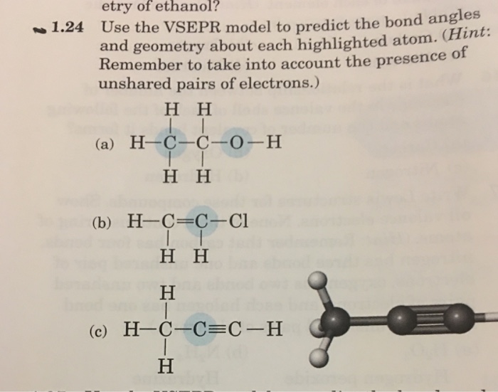 Solved Use the VSEPR model to predict the bond angles and | Chegg.com