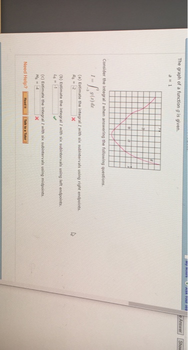 Solved The graph of a function g is given. a = 1 Consider | Chegg.com