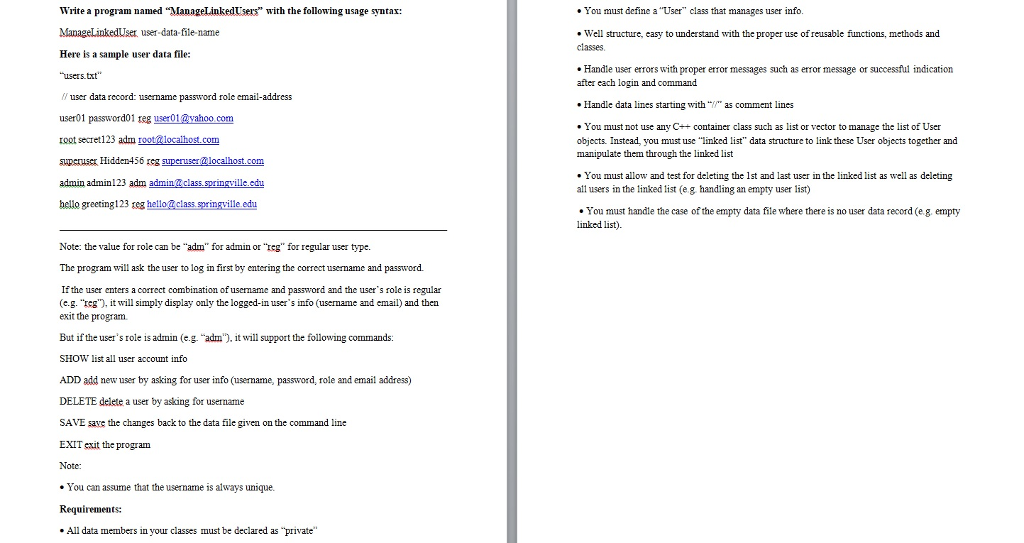 Solved Write a C++ Program that utilizes link lists and | Chegg.com
