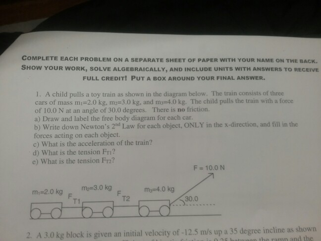Solved COMPLETE EACH PROBLEM ON A SEPARATE SHEET OF PAPER | Chegg.com