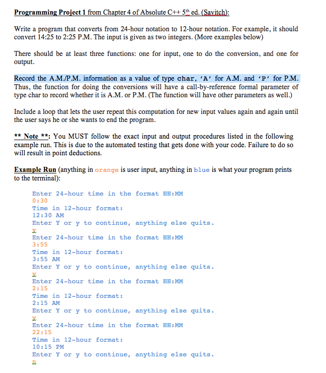 Solved Write a program that converts from 24-hour notation | Chegg.com