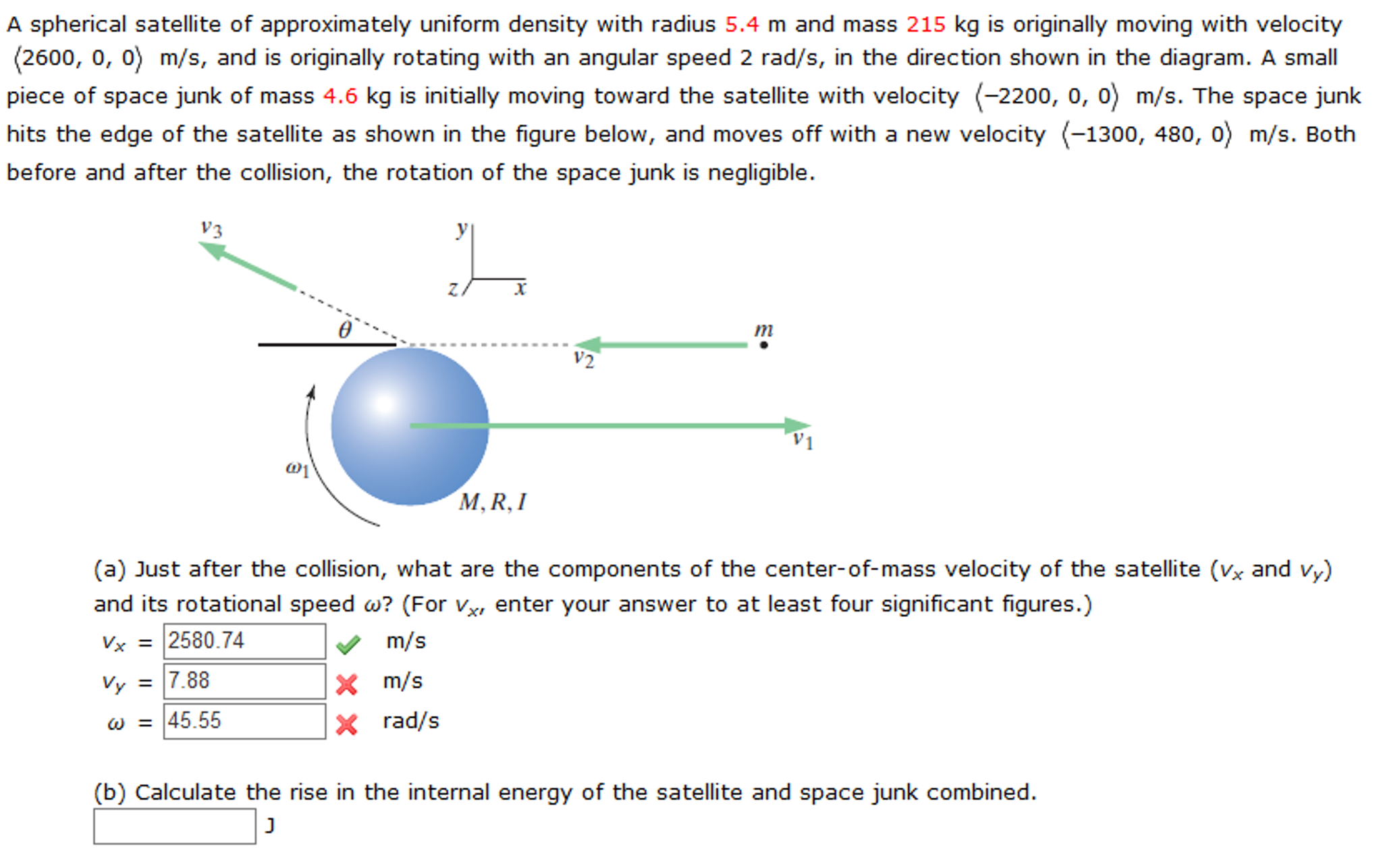 Solved A spherical satellite of approximately uniform | Chegg.com