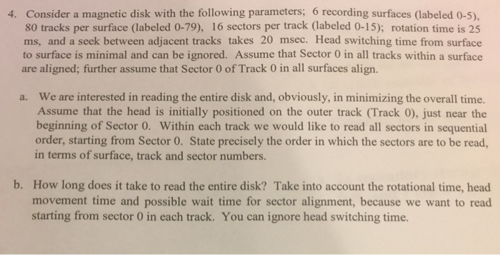 Solved Consider a magnetic disk with the following | Chegg.com