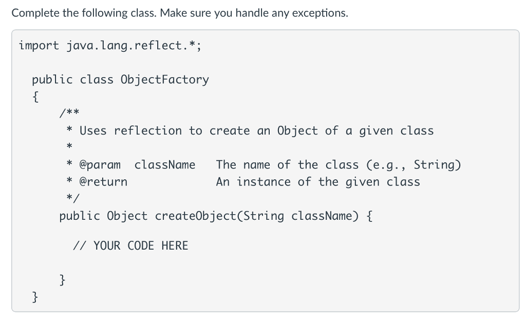 Solved Complete the following class. Make sure you handle | Chegg.com