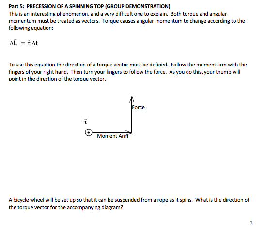 PRECESSION OF A SPINNING TOP (GROUP DEMONSTRATION) | Chegg.com