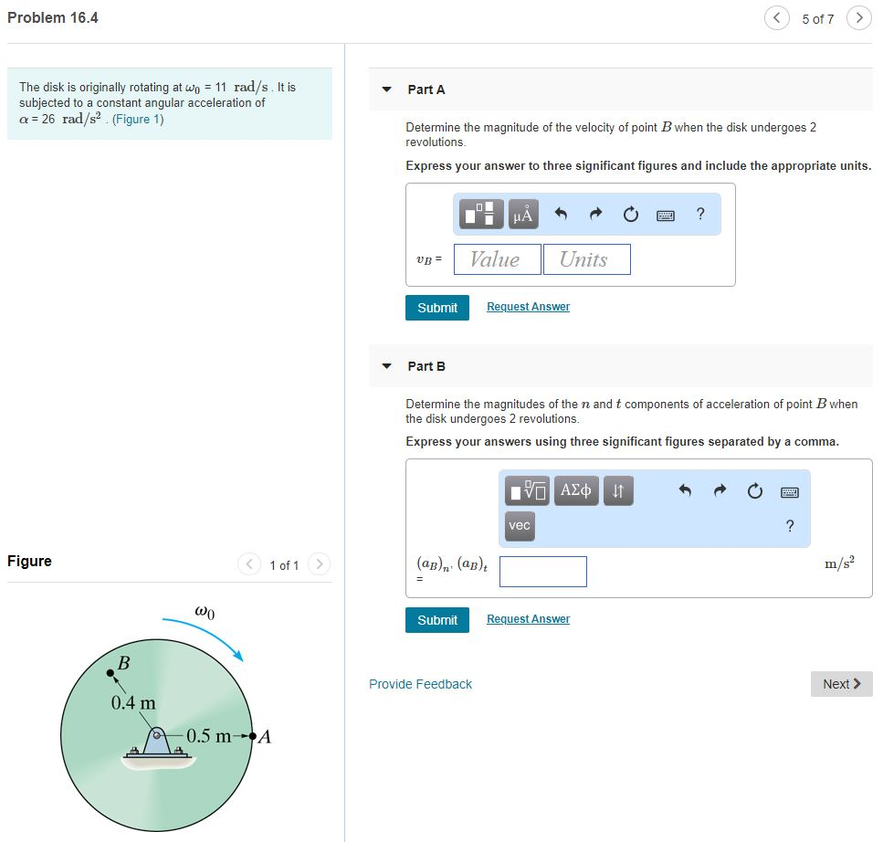 Solved Problem 16.4 5of7> The disk is originally rotating at | Chegg.com