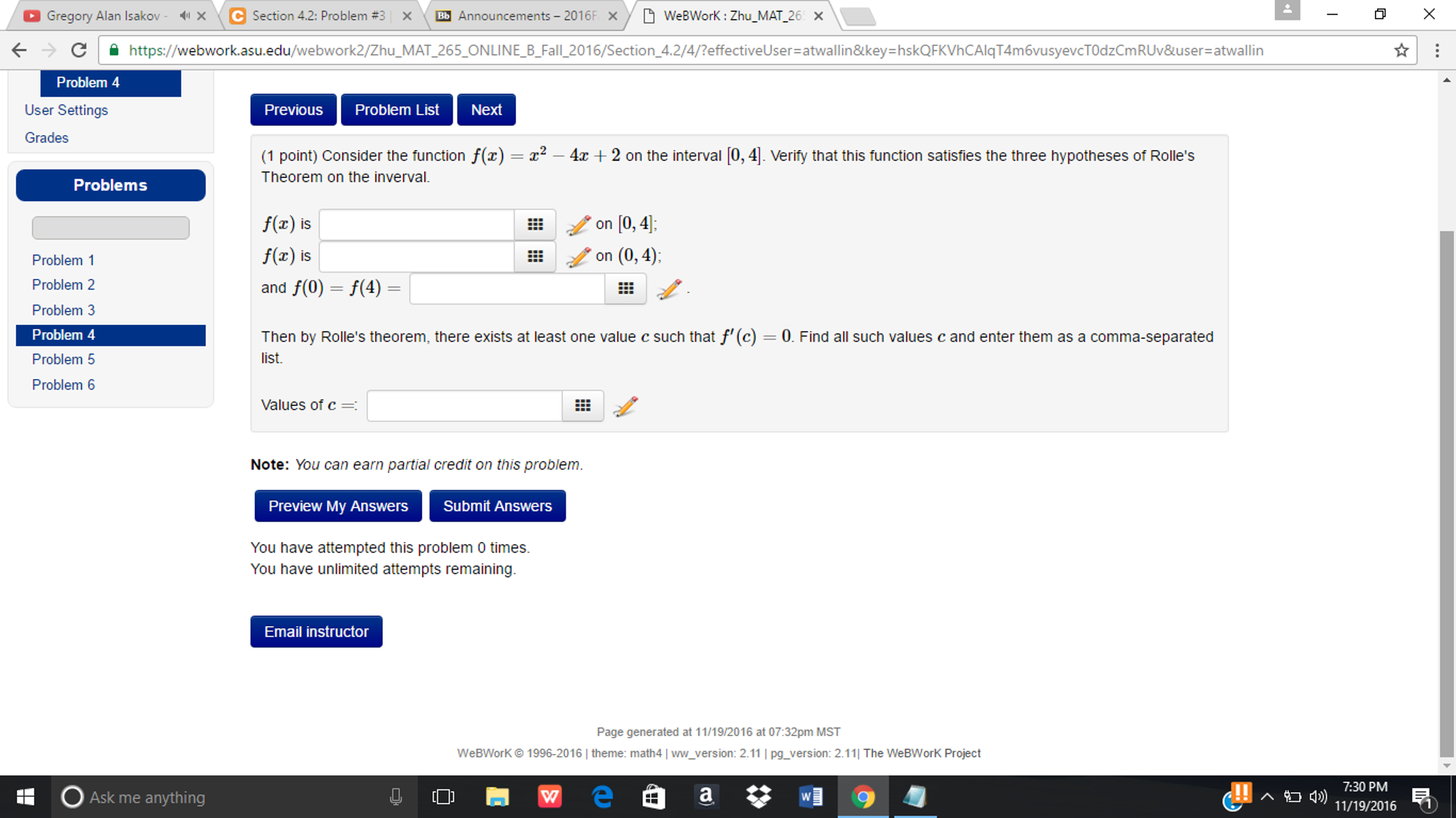 Solved Gregory Alan Isakov x C Section 4.2: Problem #3 x Bb | Chegg.com