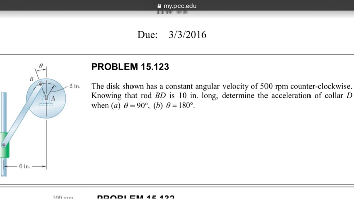 Solved The disk shown has a constant angular velocity of 500 | Chegg.com