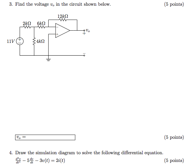 Solved 3. Find the voltage v0 in the circuit shown below.4. | Chegg.com