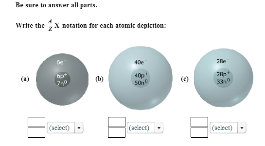 Solved Write the_Z^A X notation for each atomic depiction: | Chegg.com