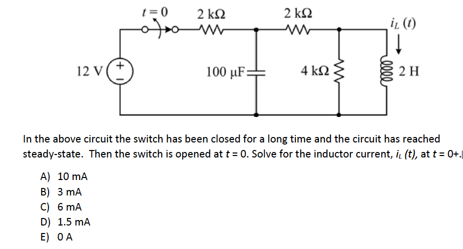 Solved In the above circuit the switch has been closed for | Chegg.com