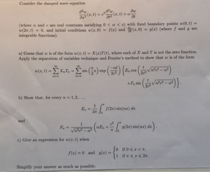 Solved Consider the damped wave equation partial | Chegg.com